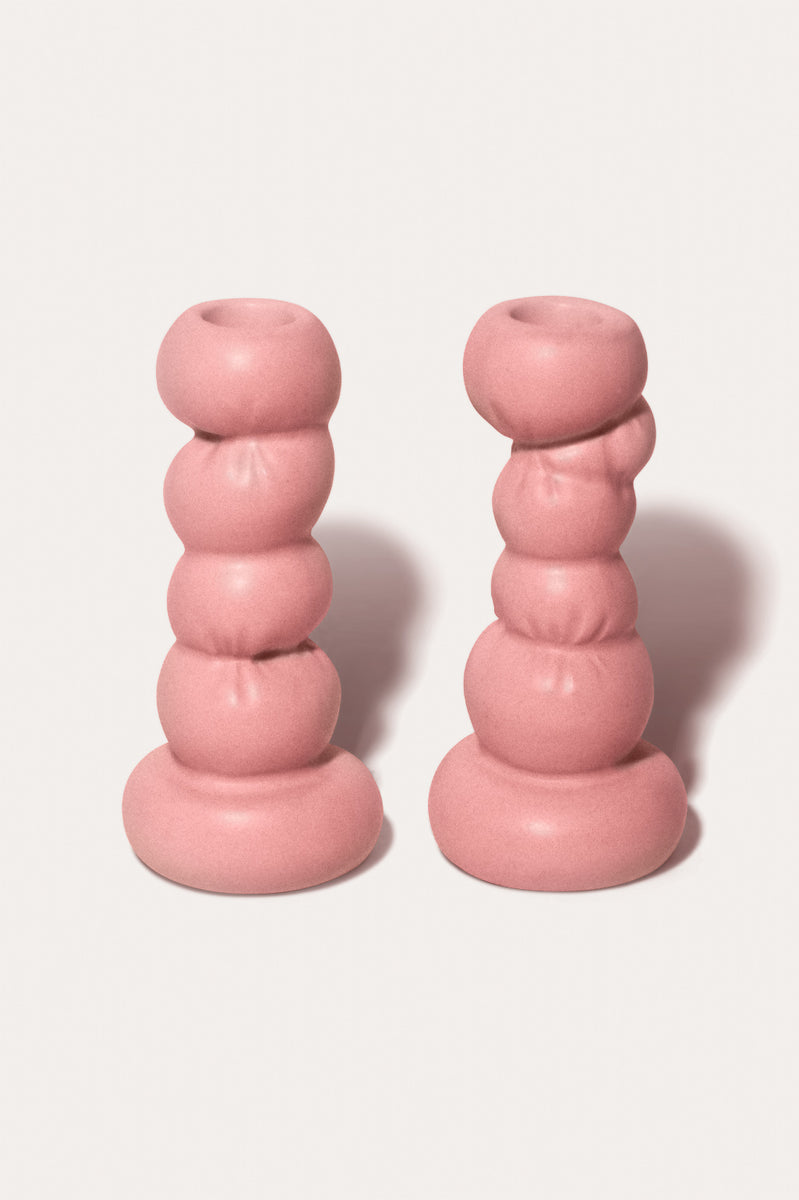Misfits - Set of 2 Candlesticks in Matte Pink | Completedworks