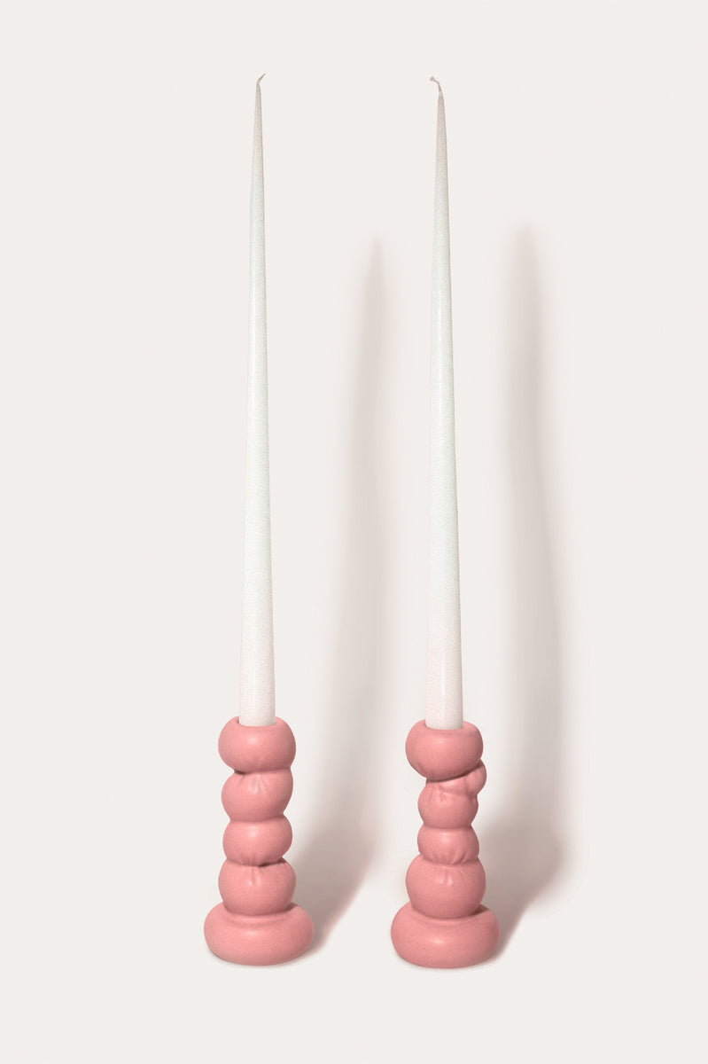 Misfits - Set of 2 Candlesticks in Matte Pink | Completedworks
