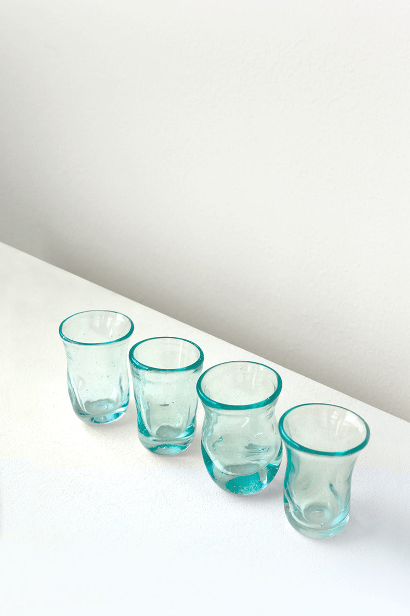 B98 - Set of 4 Recycled Tiny Glasses in Clear | Completedworks